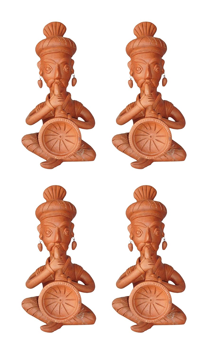 Buy KHUBLAL MURTI KALA KENDRA Terracotta Musical Man Figurine (12 cm x ...