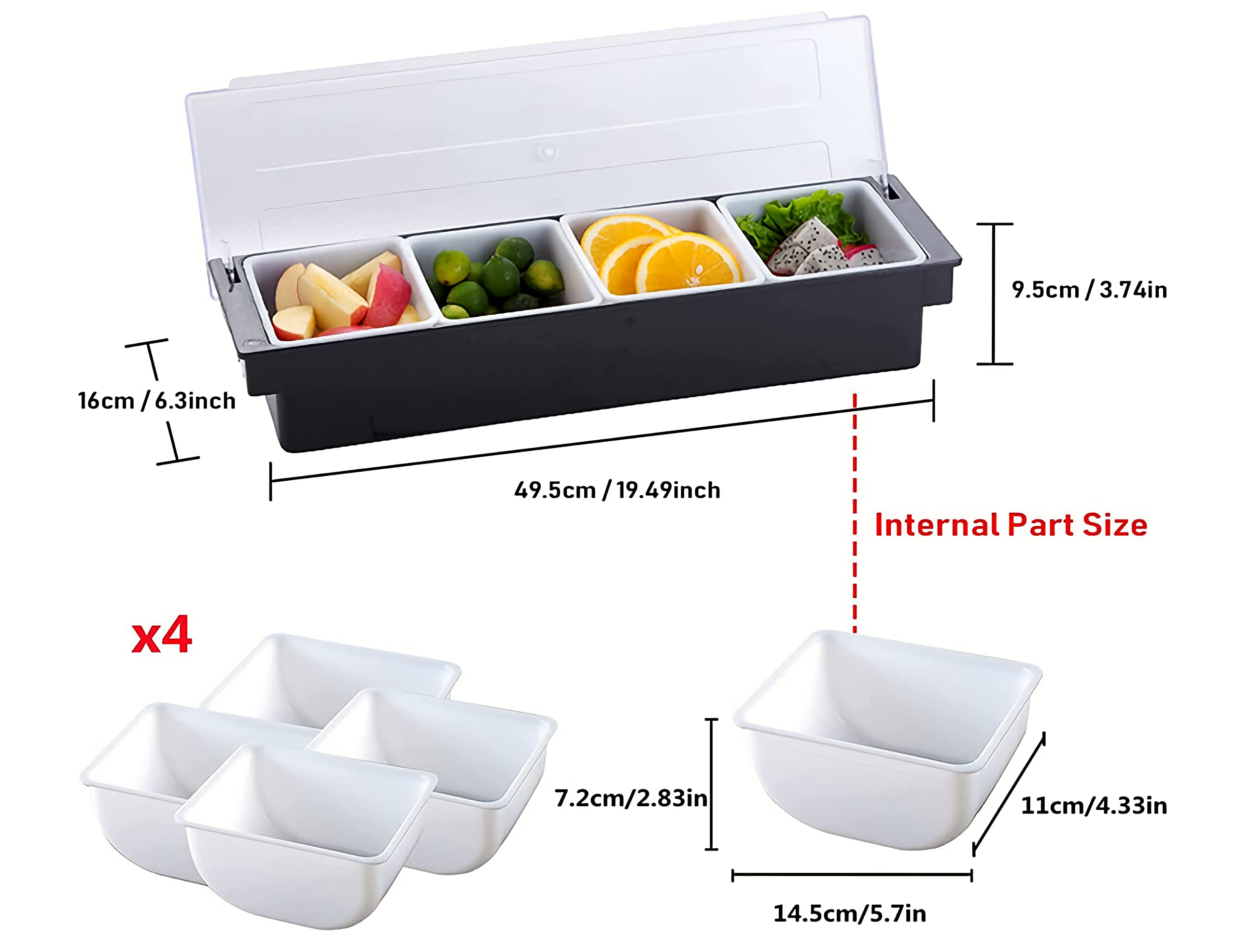 Snackle Box Food & Condiment Dispenser Ice Cooled Condiment Caddy Tray ...
