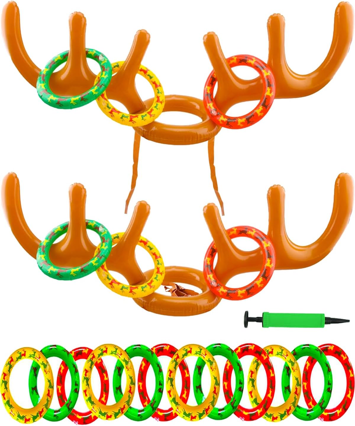 2 Set Inflatable Reindeer Antler Ring Toss Game, Christmas Party Games ...