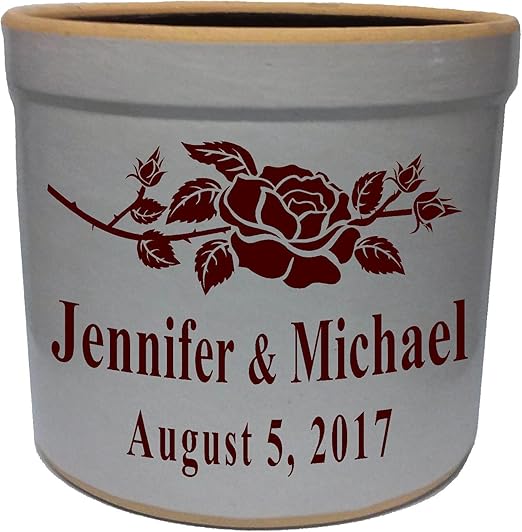 Amazon.com: allsignsco 2 Gallon Personalized Stoneware Crock - Rose ...