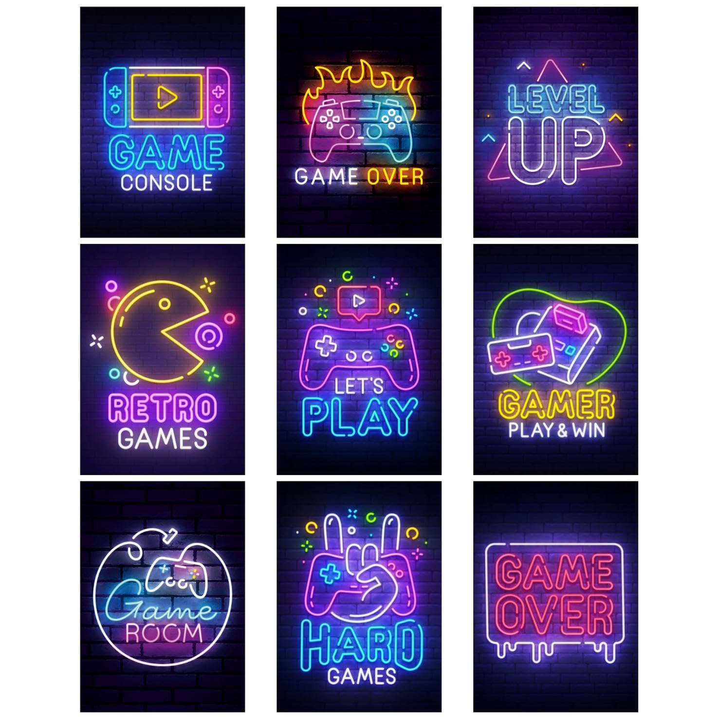 doodlecards Gallery Arts Set of 9 x A4 Size Teenage Boys Neon Gaming ...