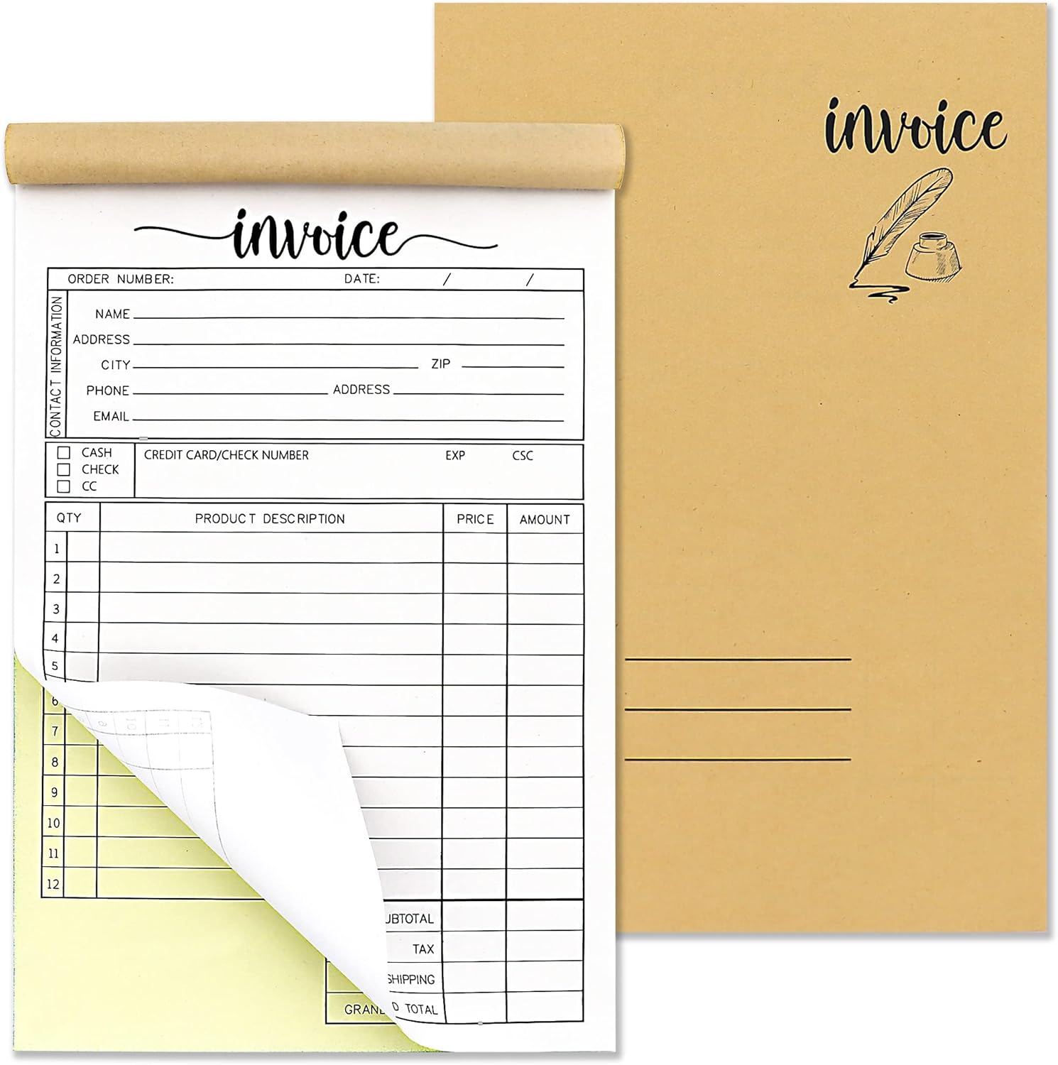 Amazon.com : Lesnala 2pcs Invoice Book 2 Part Carbonless NCR Receipt ...