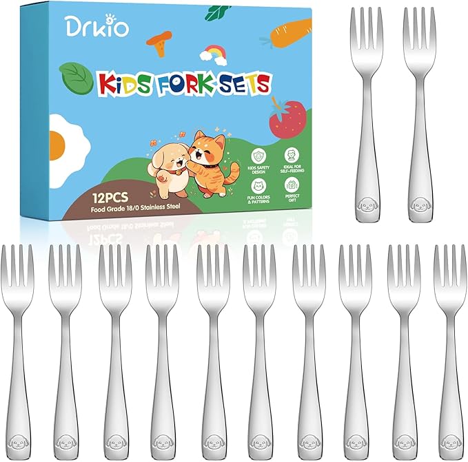 Amazon.com: DRKIO Stainless Steel Toddler Forks Set - 12 Pieces Kids ...