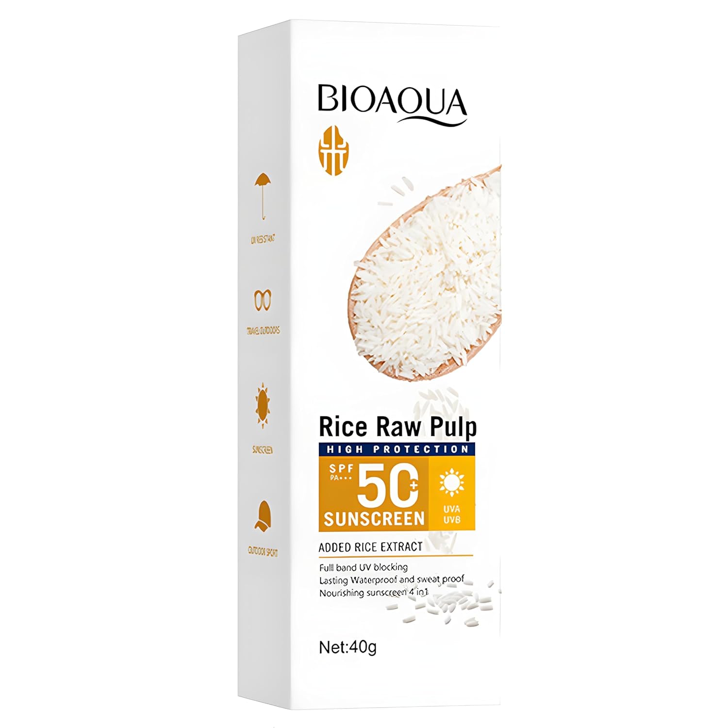 Amazon.com: BIOAQUA Rice Raw Pulp Sunscreen SPF 50 + PA+++ UVA UVB UV Blocking Long Lasting ...