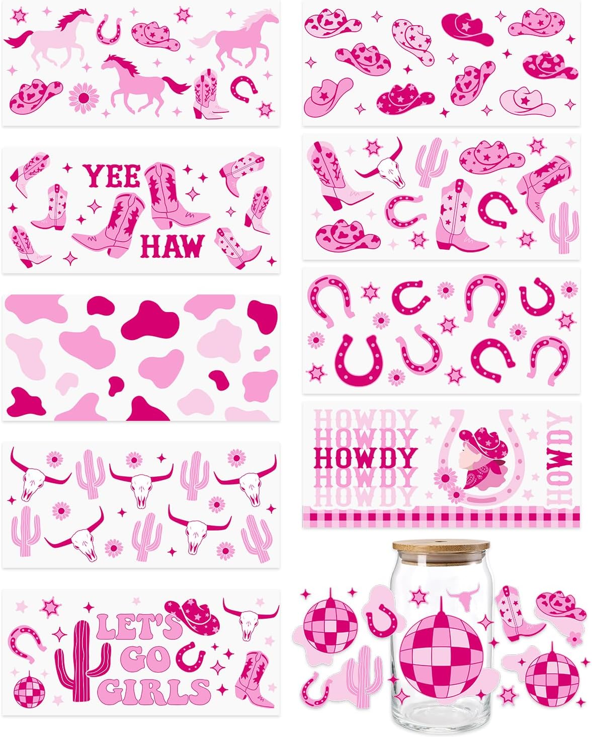 Amazon.com: Bessmoso UV DTF Cup Wraps Western Cowgirl Theme Let‘s go ...