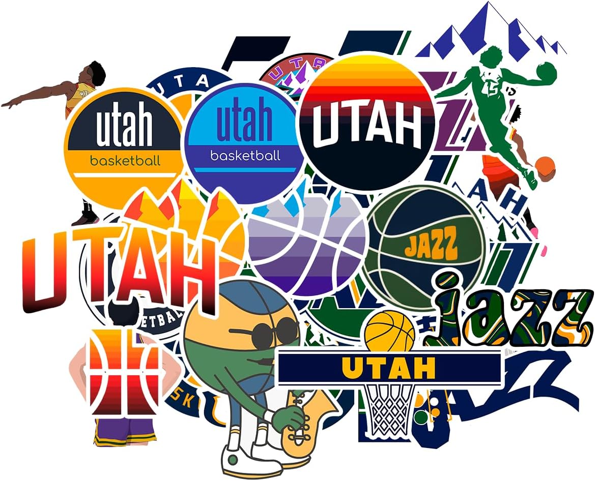 Amazon.com: 28 PCS Utah Vinyl Jazz Basketball Star Stickers for Water ...
