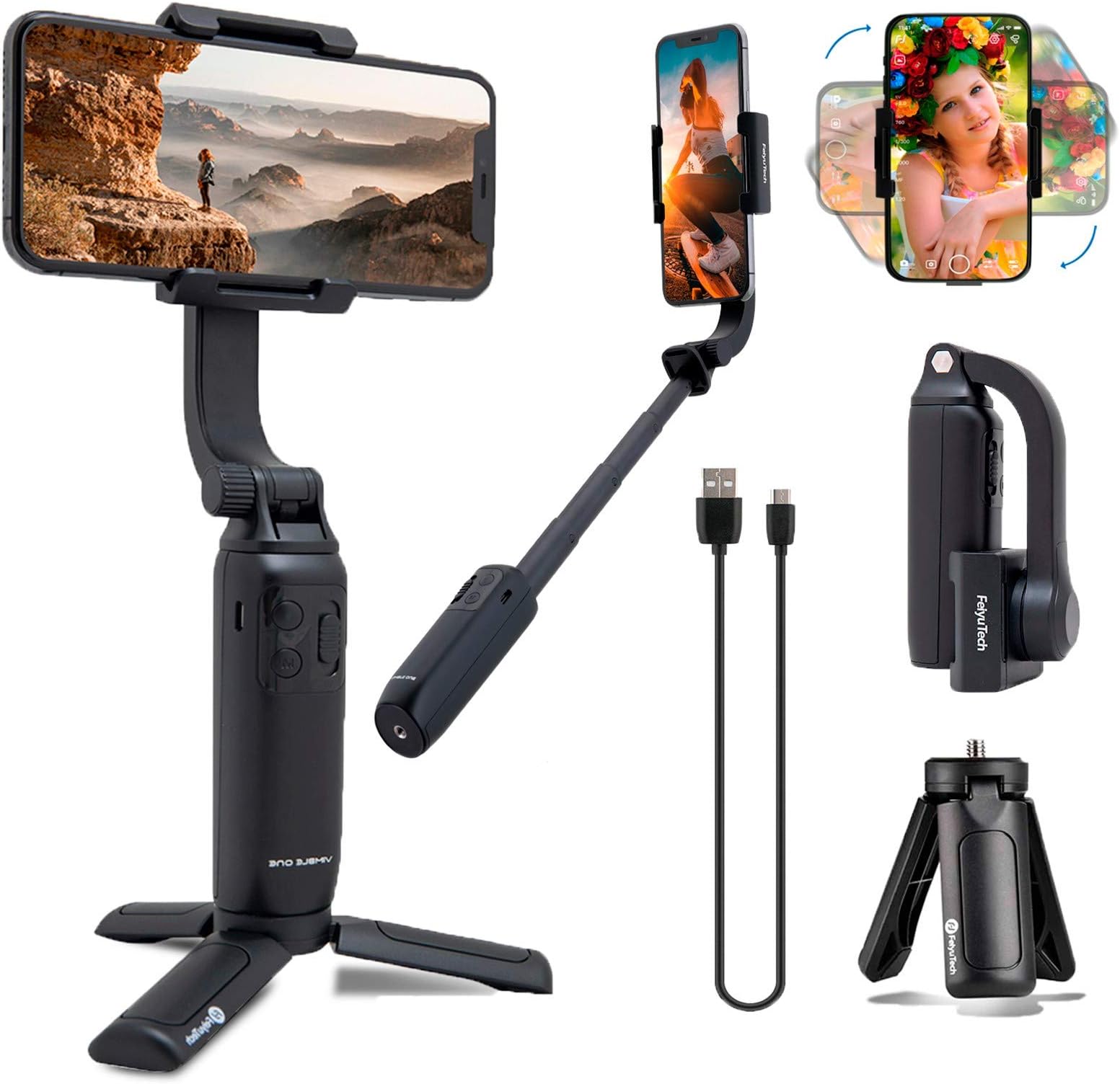 Selfie Stick Gimbal Stabilizer, VISOOP Light Weight Auto Balance 1-Axis ...