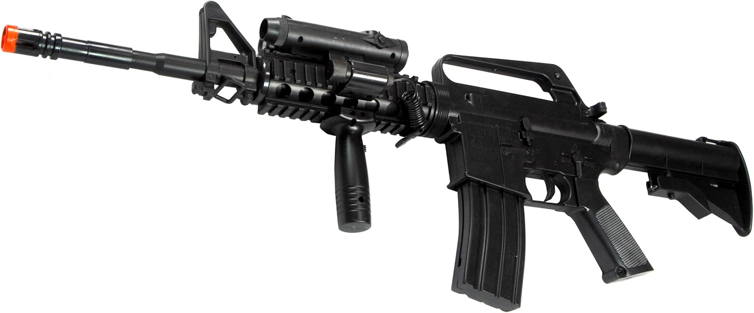 Amazon.com : Well M16 Spring Powered Airsoft Rifle (Retractable Stock ...