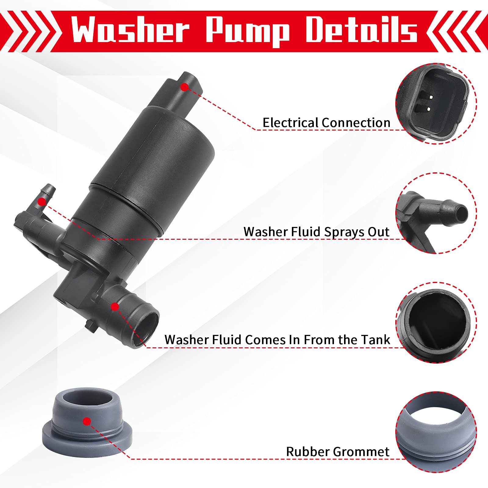 Snapklik.com : OTUAYAUTO Windshield Washer Pump - Replacement For 2004 ...