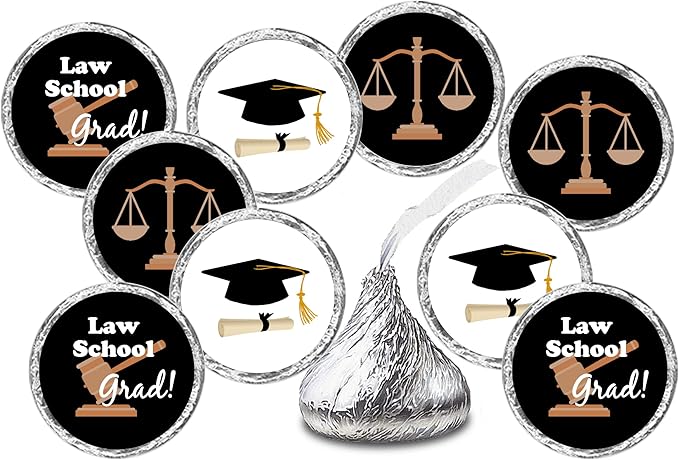 Amazon.com: 216 Law School Graduation Party Kisses Stickers Labels ...