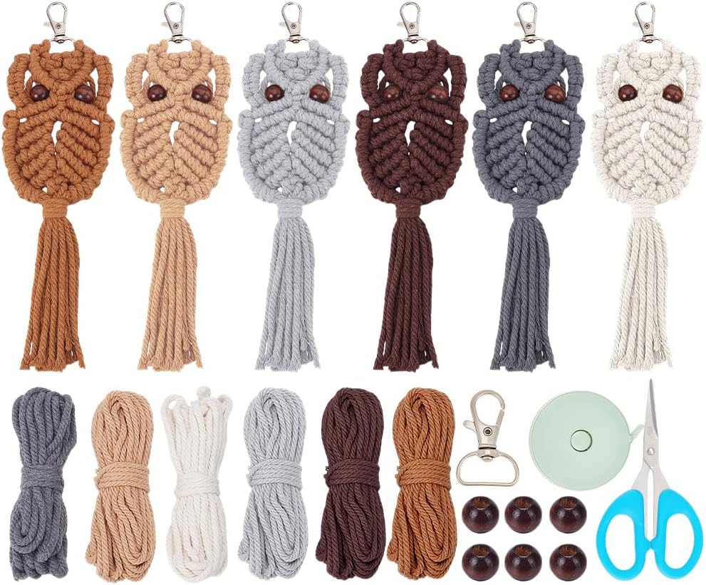 Amazon.com: ACRNIGHEET 6PCS Owl Macrame Keychain Kit for Adults ...
