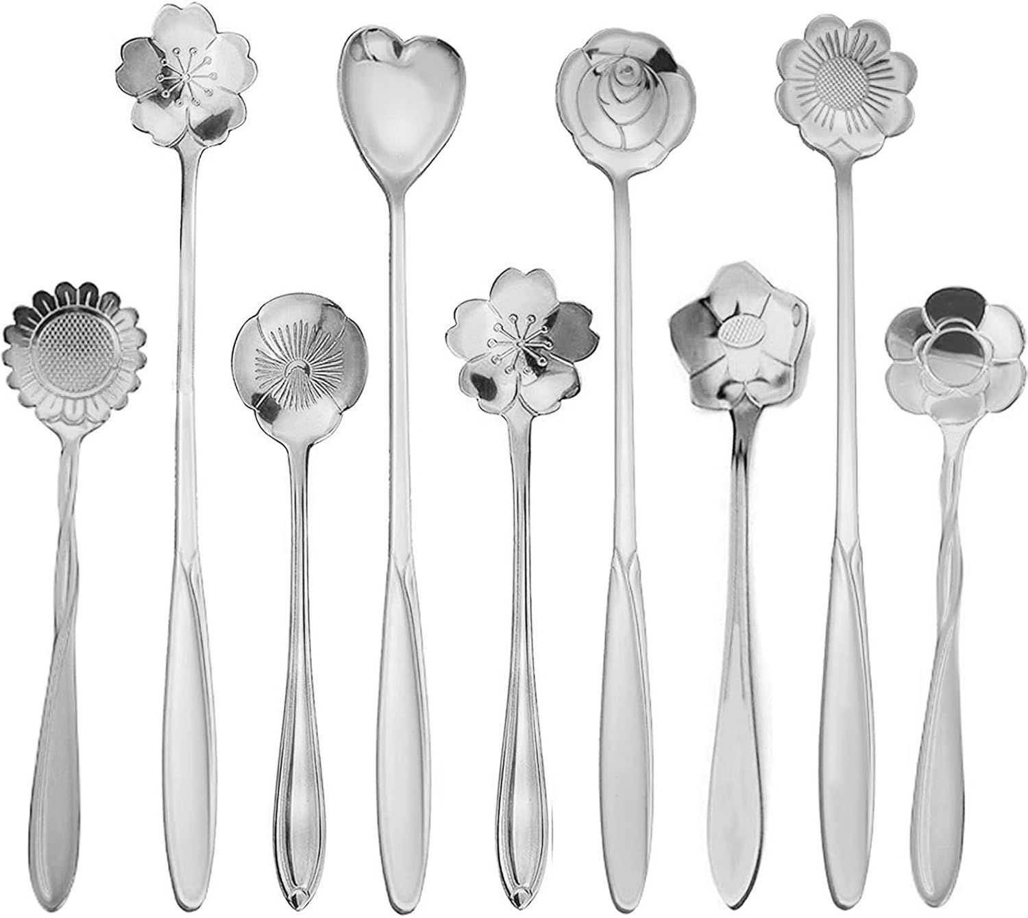 Amazon.com: Flower Spoon Coffee Teaspoon Set, PBIEHSR Stainless Steel ...