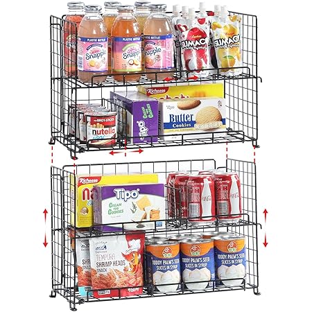 Amazon.com: X-cosrack Stackable Wire Baskets for Pantry Storage and ...