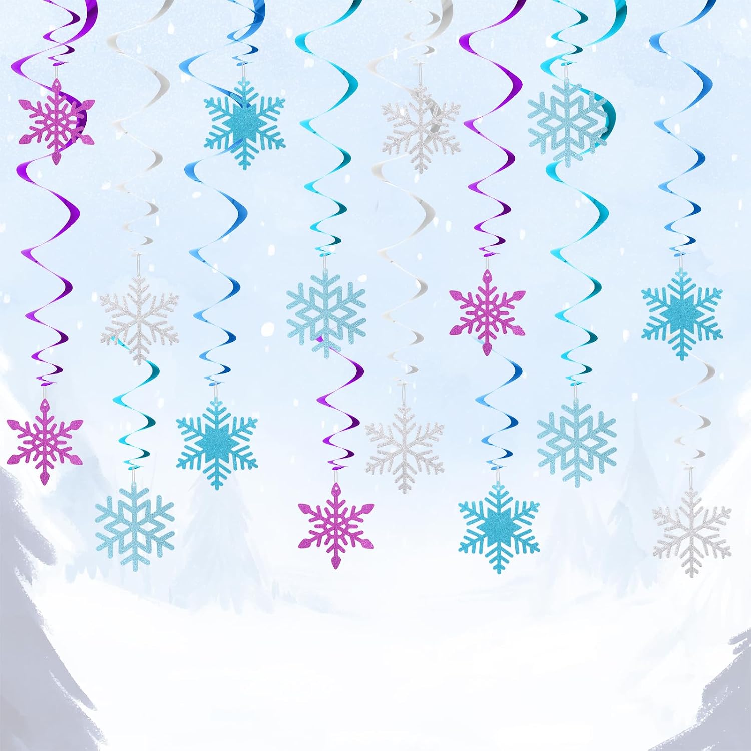 Amazon.com: 20 Pack Winter Snowflakes Hanging Swirls Ceiling Streamers ...