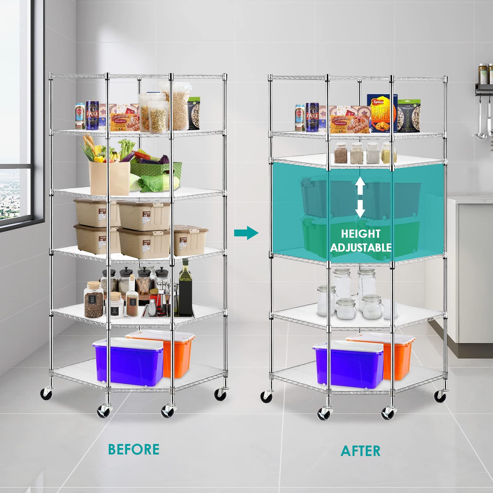 Snapklik.com : BNSPLY 6 Tier Corner Wire Shelving Unit, Adjustable ...