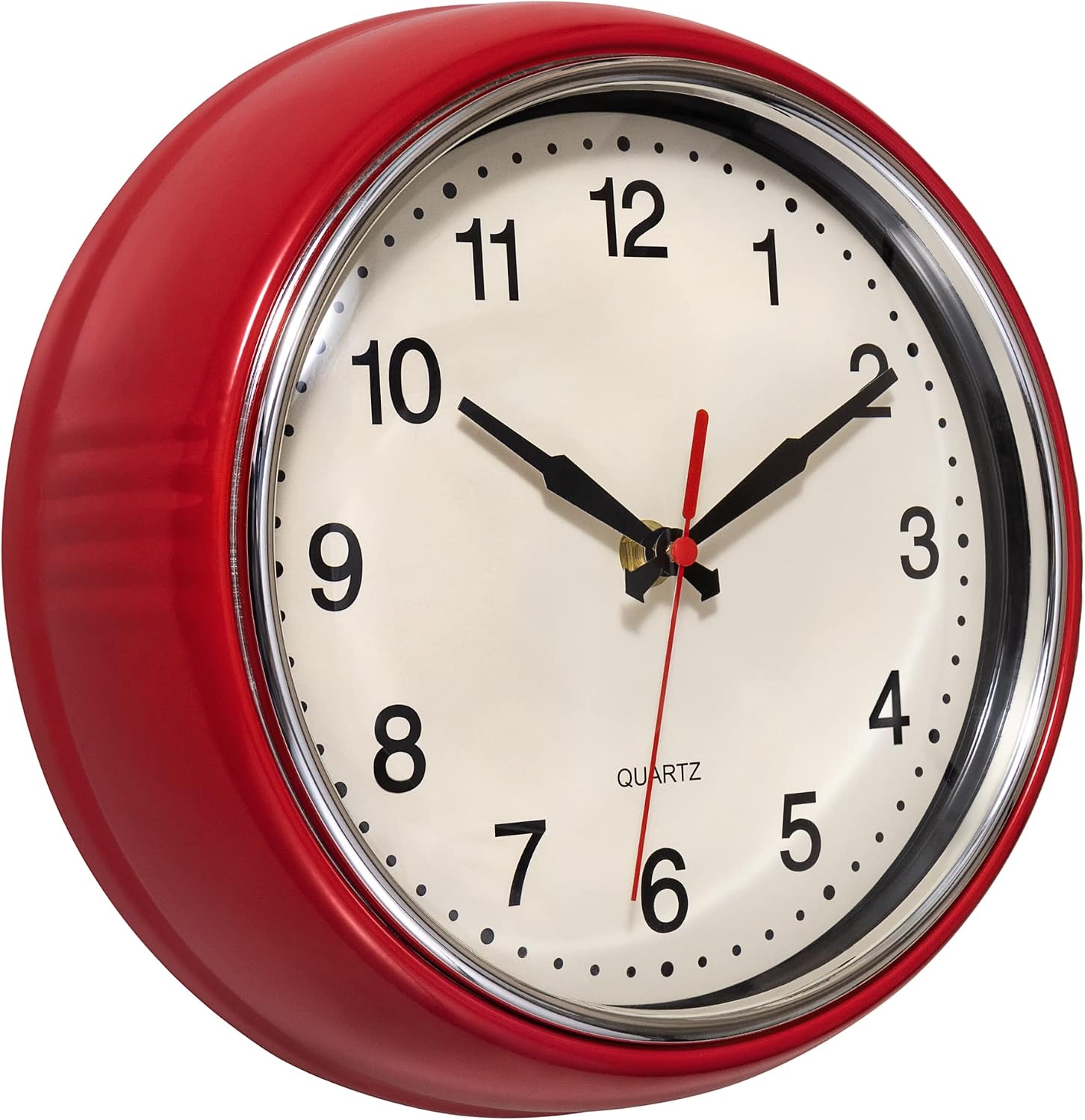 Amazon.com: Foxtop Retro Wall Clock 9.5 Inch Red Kitchen 50's Vintage ...