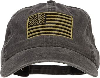 e4Hats.com Subdued American Flag Embroidered Washed Buckle Cap - Black ...