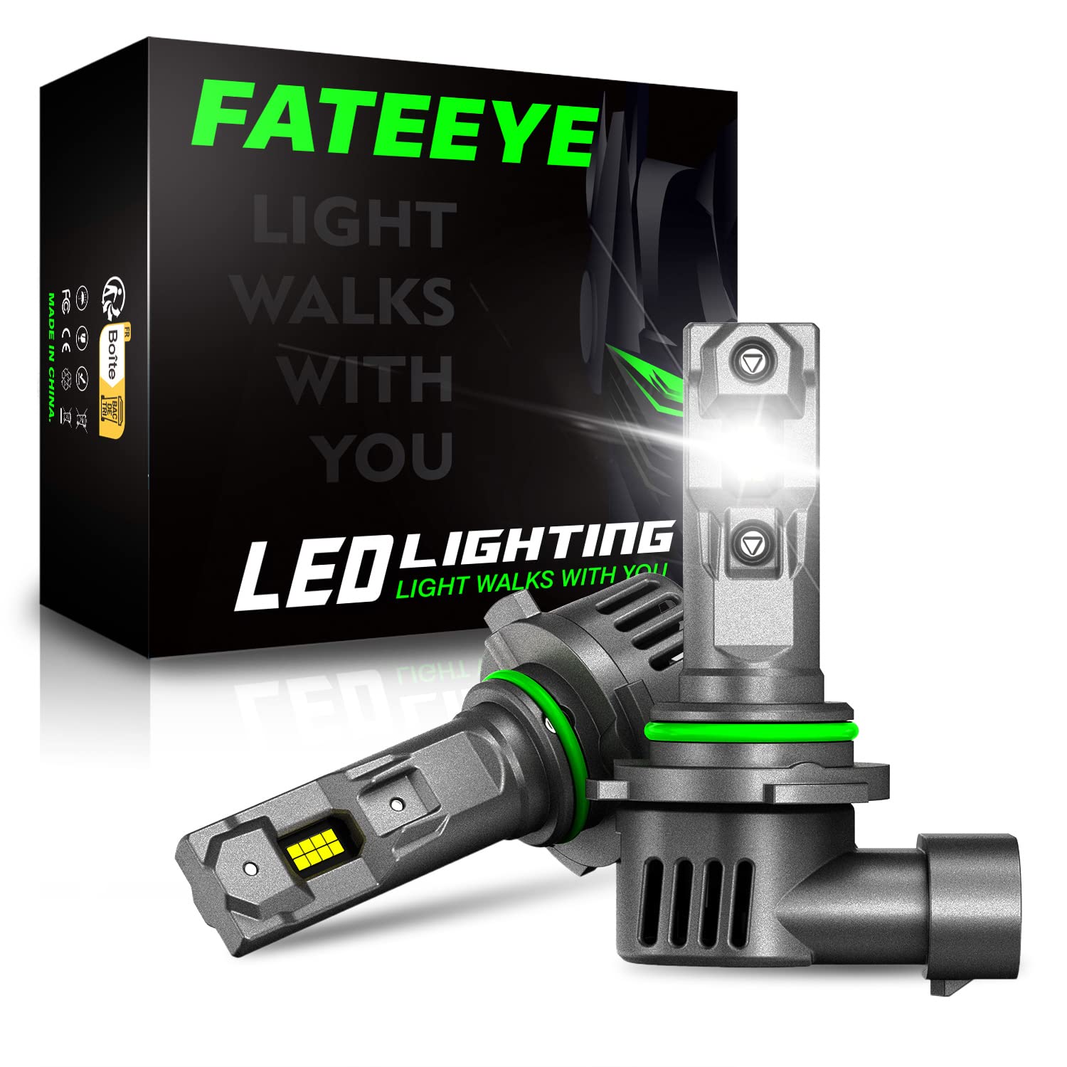 FateEye 9005 LED Headlight Bulbs, 16000 Lumens 600% Super Bright LED ...
