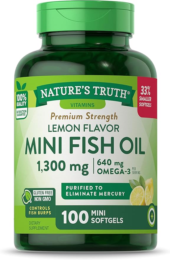 Amazon.com: Mini Fish Oil Omega 3 | 1300 mg | 100 Softgels | Burpless ...