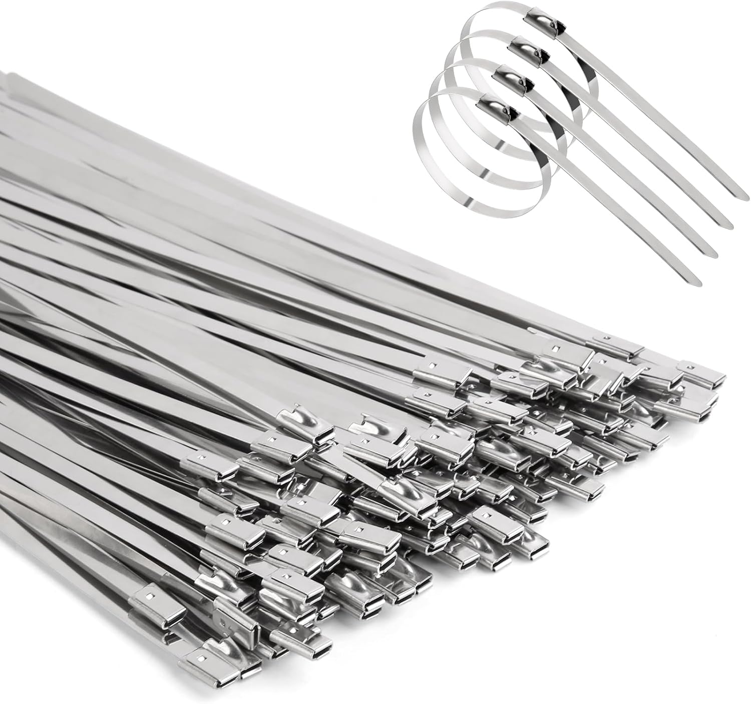 Viuxule Metal Cable Ties 500mm x 7.9mm, 50 pack 20in Stainless Steel ...