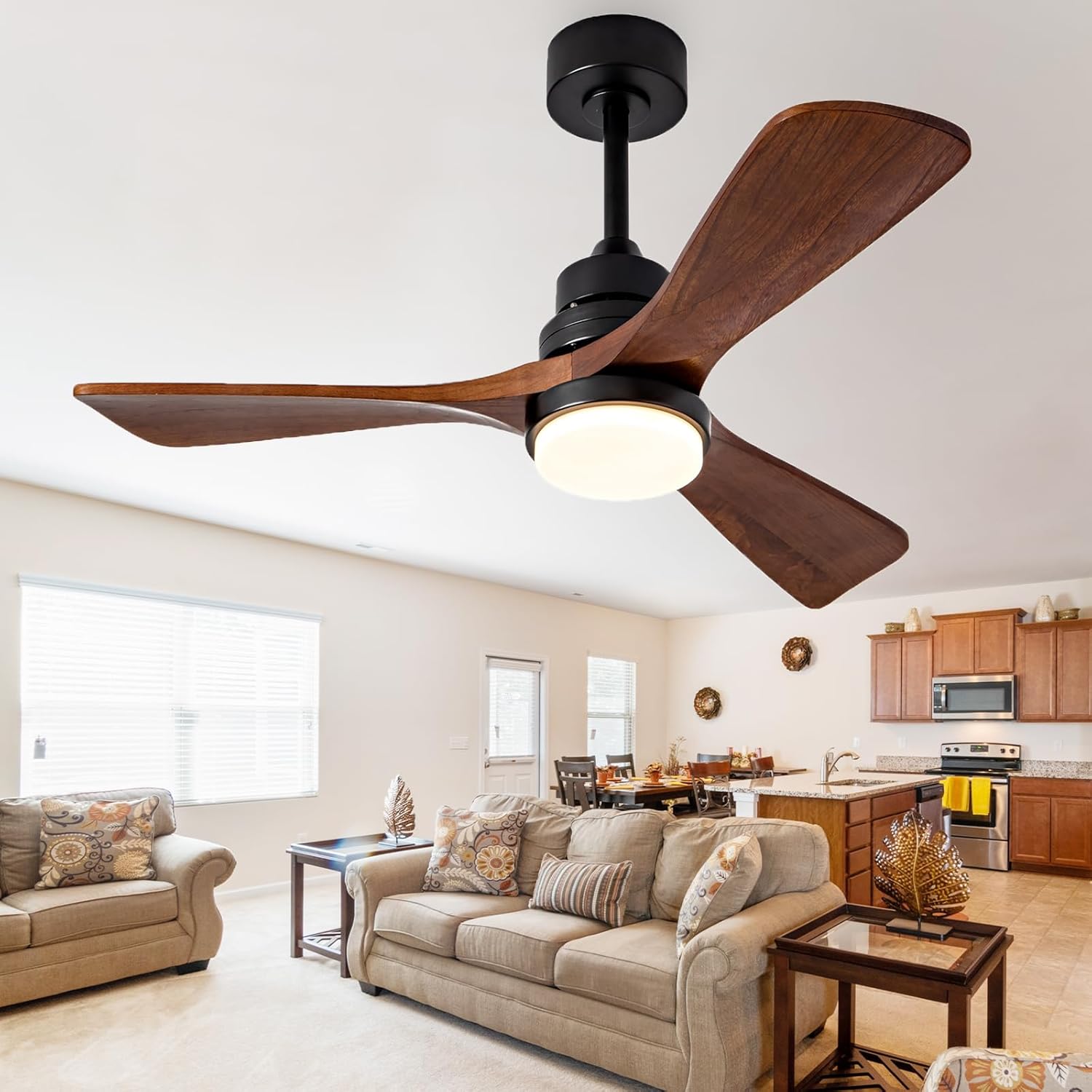 Ceversa 42 Inch Modern Wood Ceiling Fans with Lights Remote Control ...