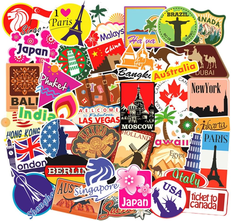 200 Stücke Reisen Aufkleber Sticker Set,Bauaufklebern Reise Etiketten ...