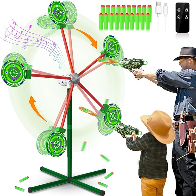 Amazon.com: Rocket Shooting Games Toys with Rotating Target 2 Toy Guns ...