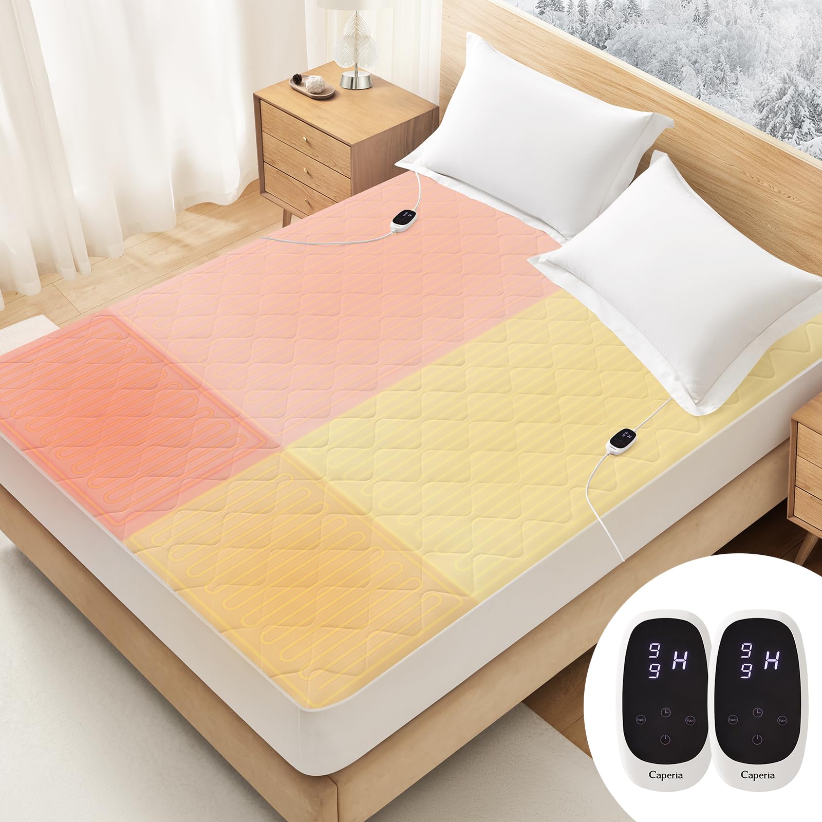 Amazon.com: Caperia Heated Mattress Pad Quilted Multizone electric ...