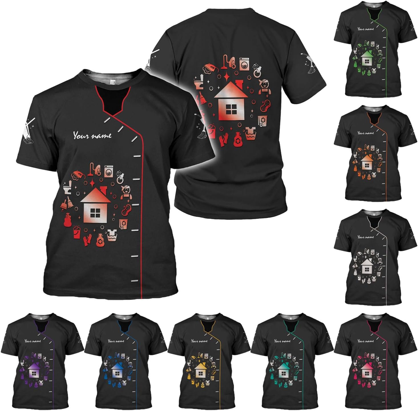 Amazon.com: Woseprints Personalized Housekeeping Shirts 3D, Cleaning ...
