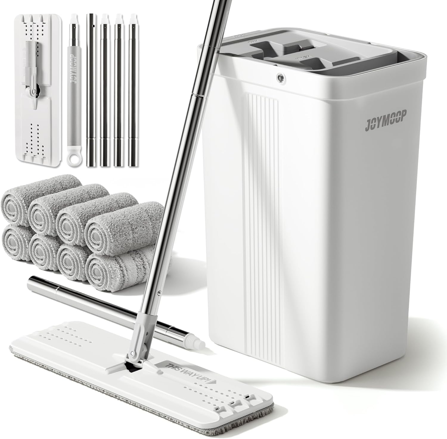 Amazon.com: JOYMOOP Mop and Bucket with Wringer Set with 61" Mop Handle ...