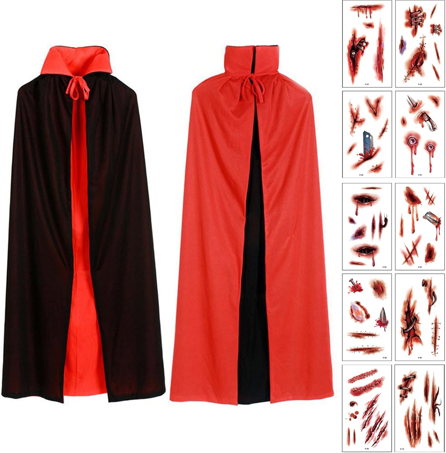 Amazon.com: Aiofaervy Halloween Vampire Cape 55" Vampire Cloak for ...