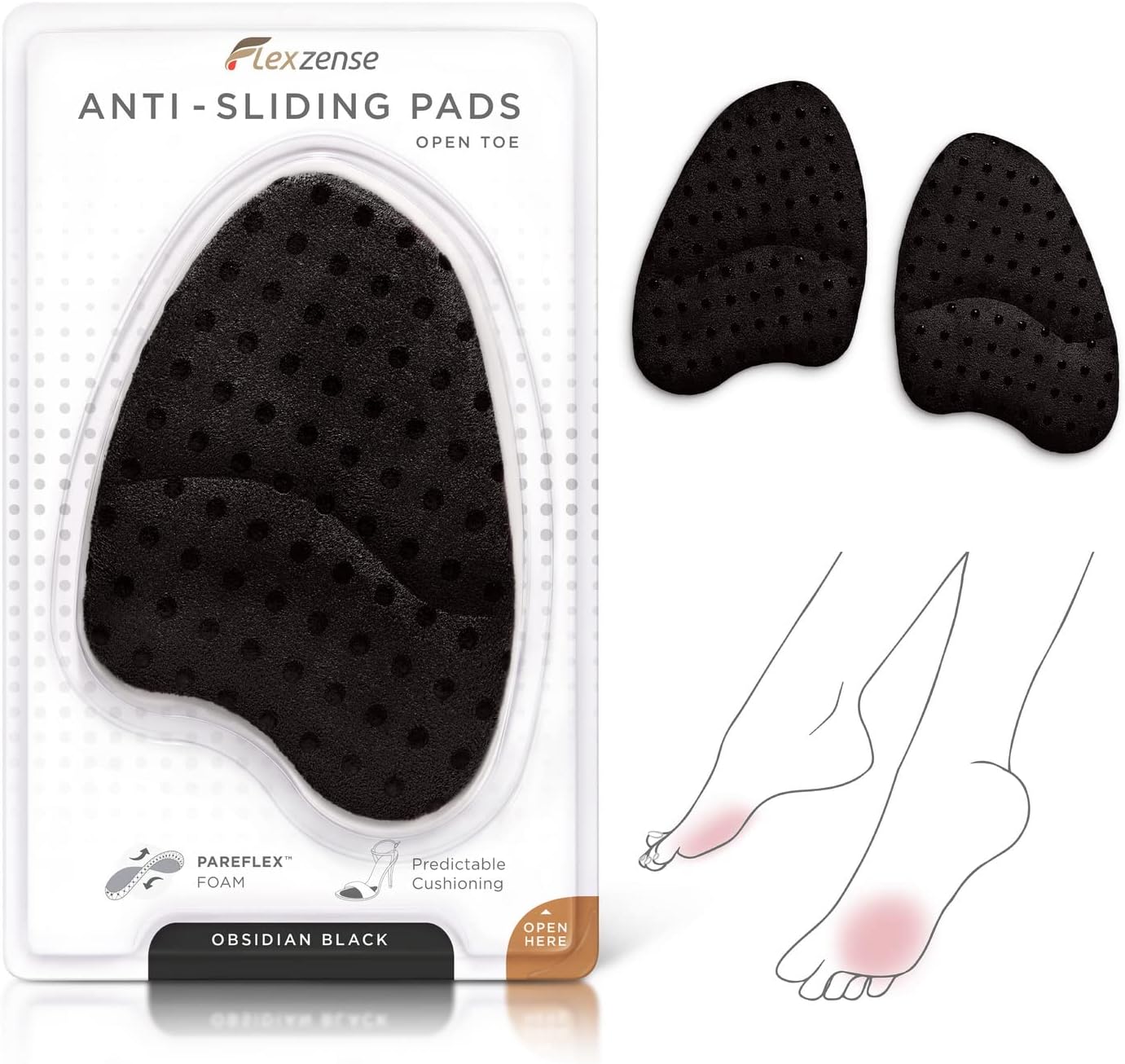 FLEXZENSE Anti-Sliding Pads Open Toe | Maximum Cushioning and Reduce ...