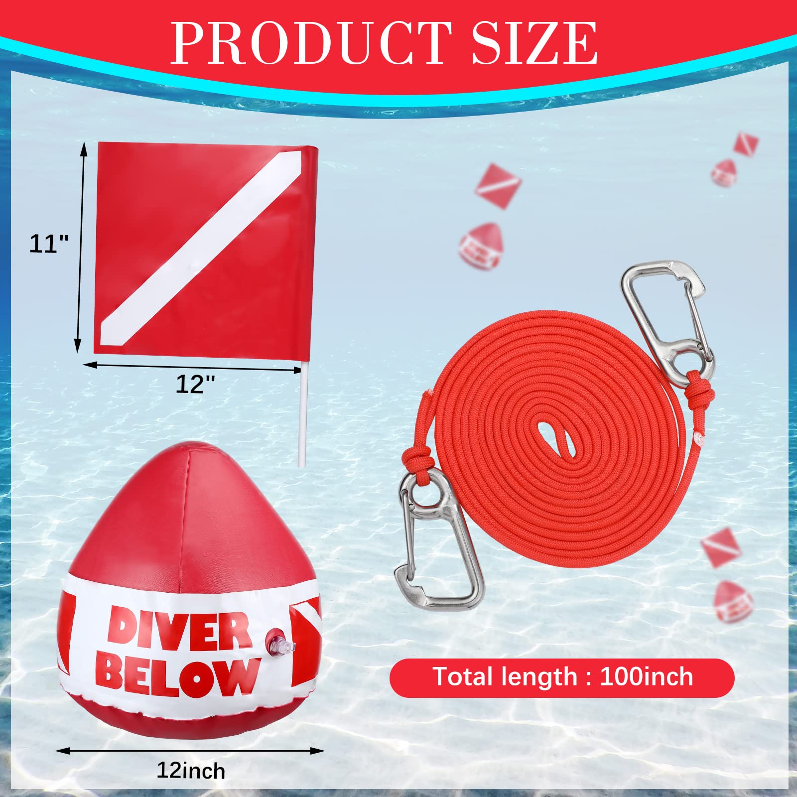 Snapklik.com : Maitys Heavy Duty PVC Dive Flag Float Freediving Rope ...
