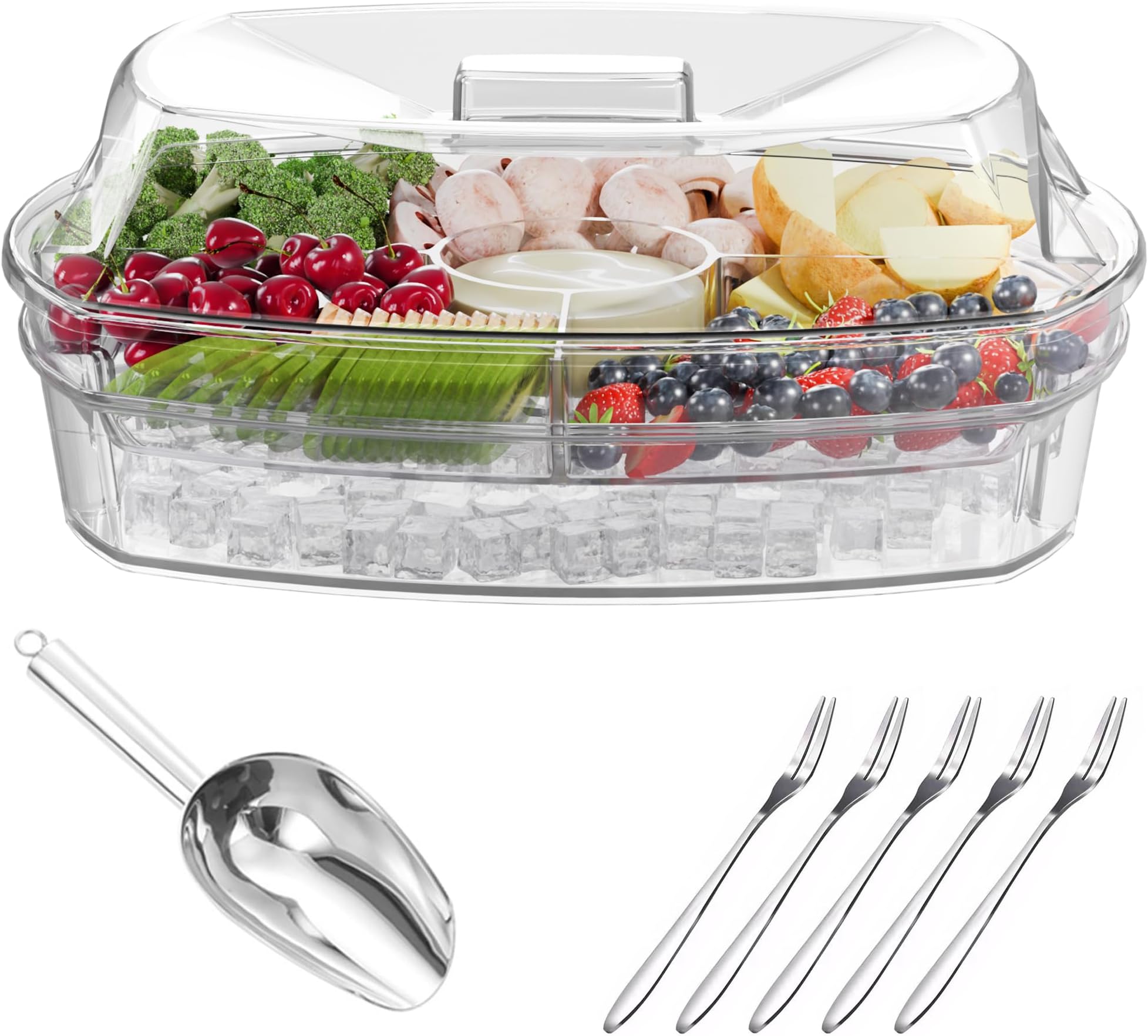 Amazon.com | INNOVATIVE LIFE High-end Veggie Fruit Tray with Lid, Ice ...