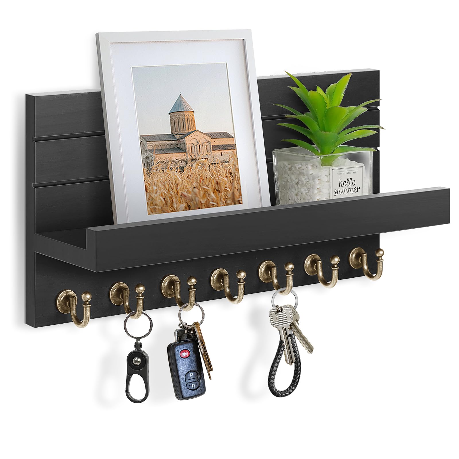 Amazon.com: HONJIN Key Holder for Wall: Upgraded 7 Sturdy Key Hooks ...