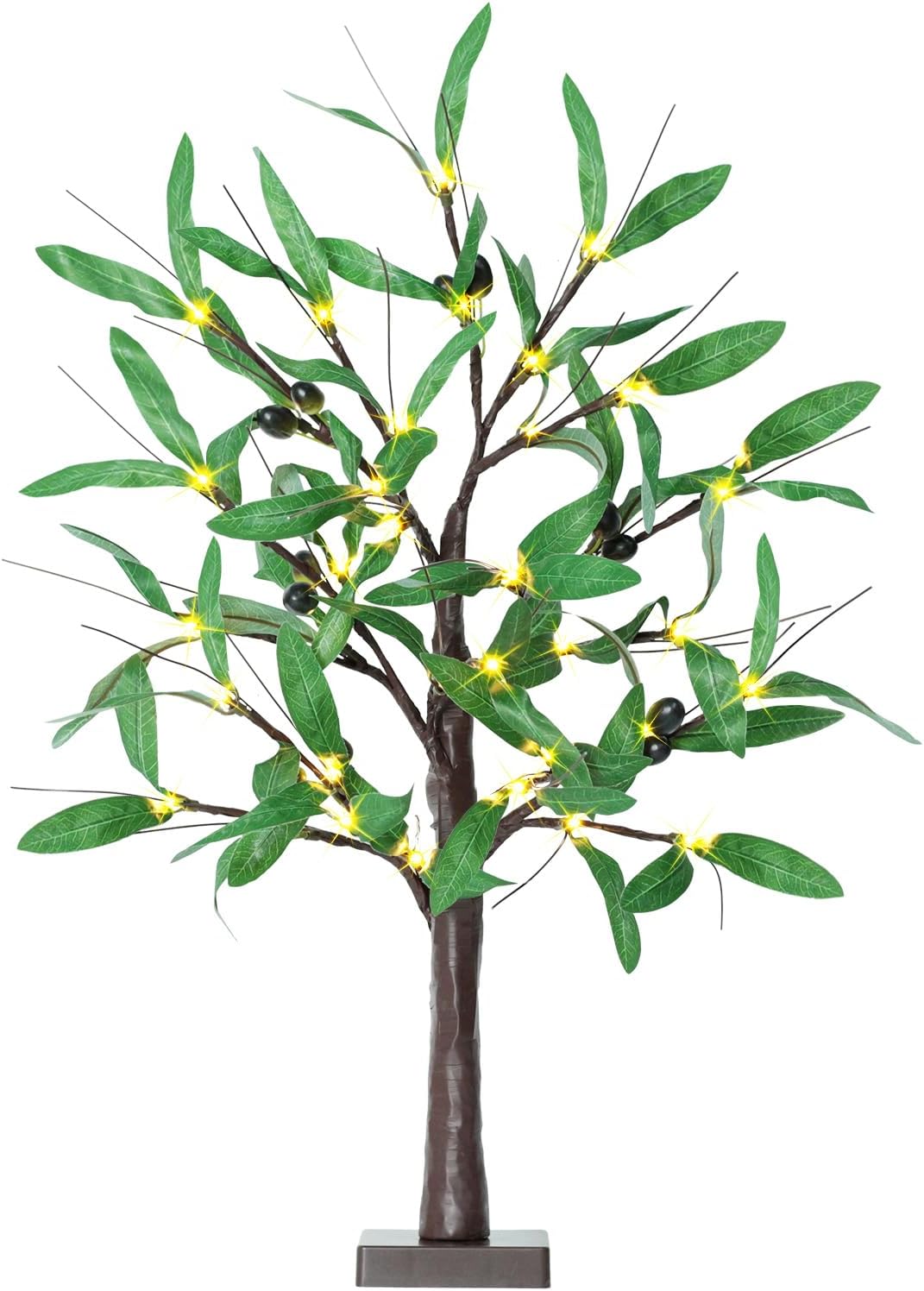 Amazon.com: 24 Inch Lighted Olive Tree - 2FT Light Up Olive Tree with ...