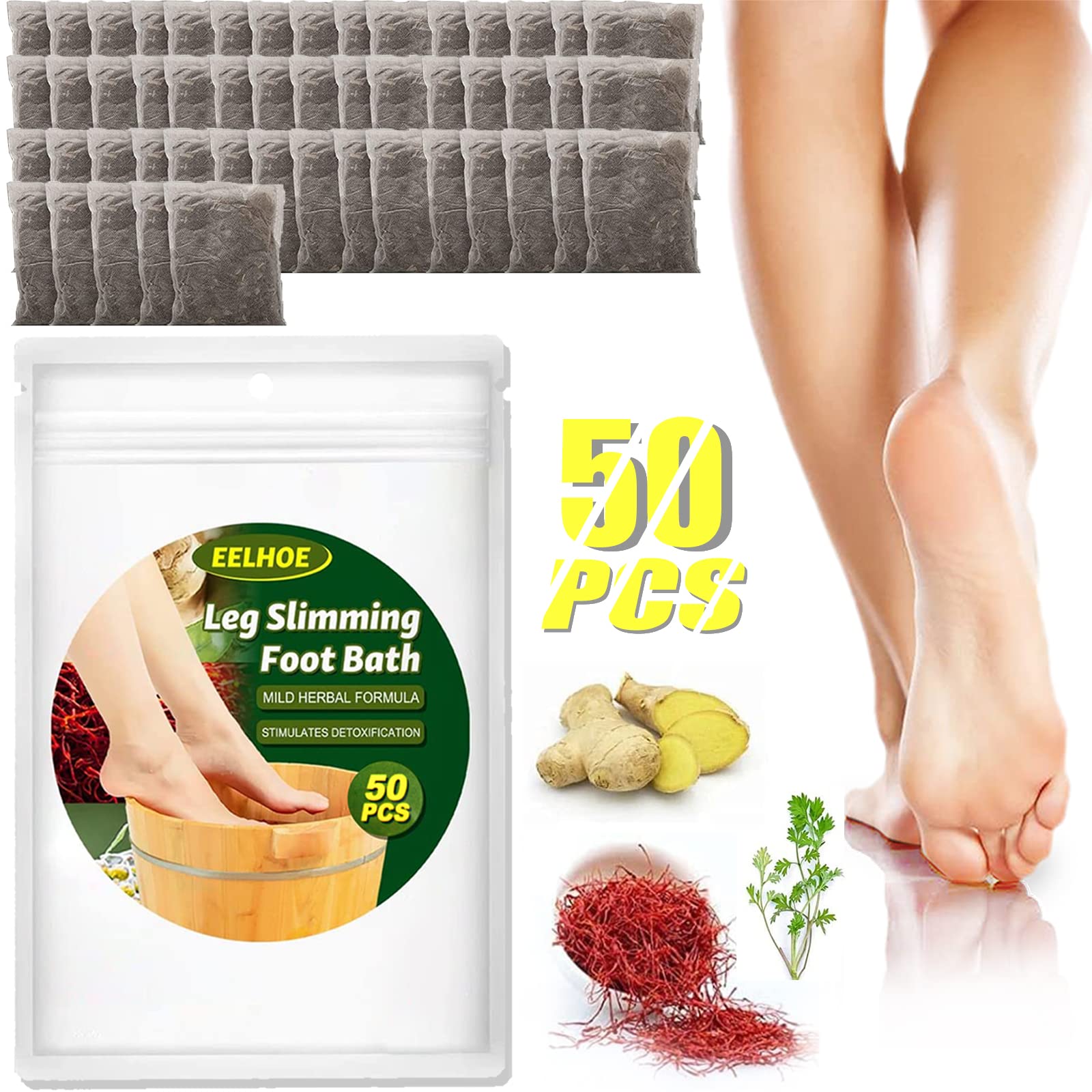 Buy 50 PCS Lymphatic Drainage Ginger Foot Soak, Leg Slimming Foot Bath ...