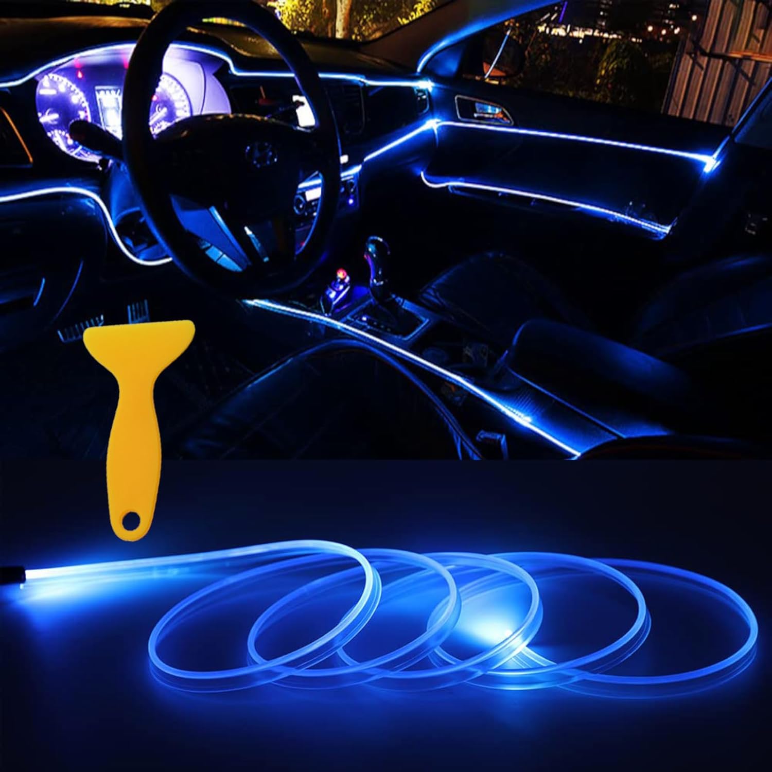 EL Wire Car Interior LED Strip Lights, 16FT USB Powered Neon Ambient ...