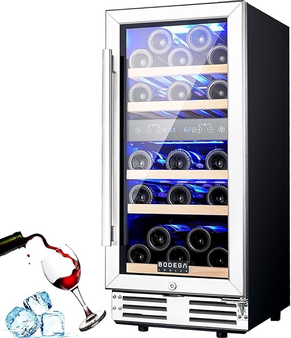 Amazon.com: BODEGA 15 Inch Wine Cooler Under Counter, 30 Bottles Dual ...