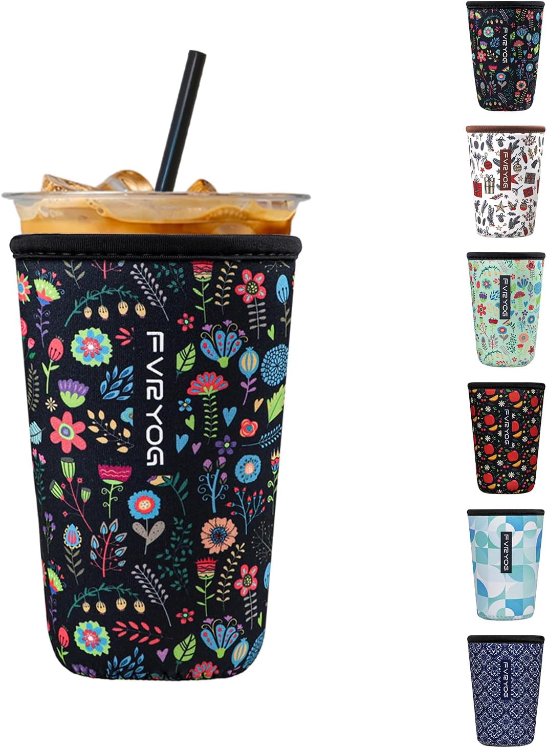 Amazon.com: FVRYOG Reusable Insulated Neoprene Iced Coffee Sleeves for ...