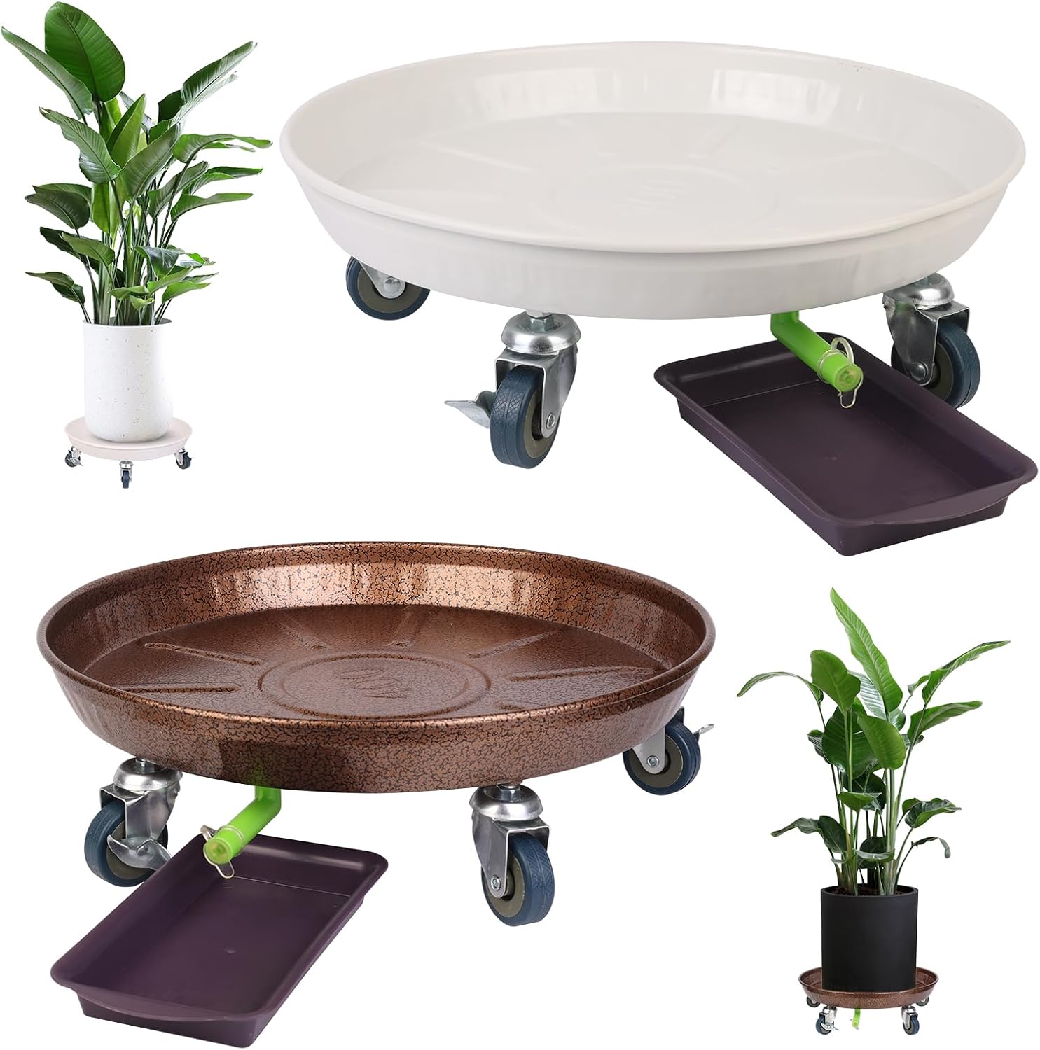 Amazon.com : RooPeem 15.7" Metal Plant Caddy, Heavy Duty Planter Pot ...