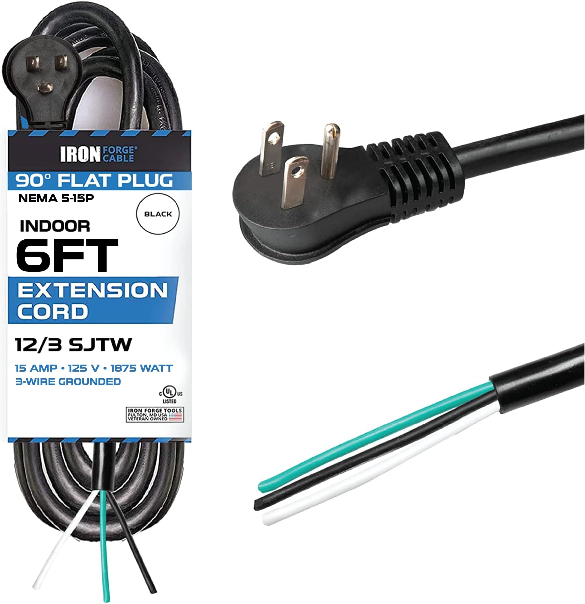 Amazon.com: Iron Forge Cable 90 Degree Electrical Plug Slim Plug Head ...