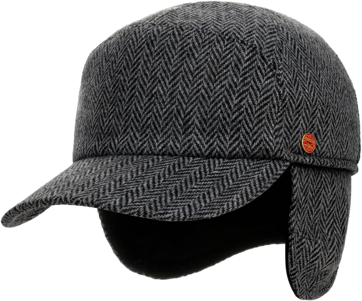 Mayser Herringbone Cap with Ear Flaps Men - Made in The EU at Amazon ...