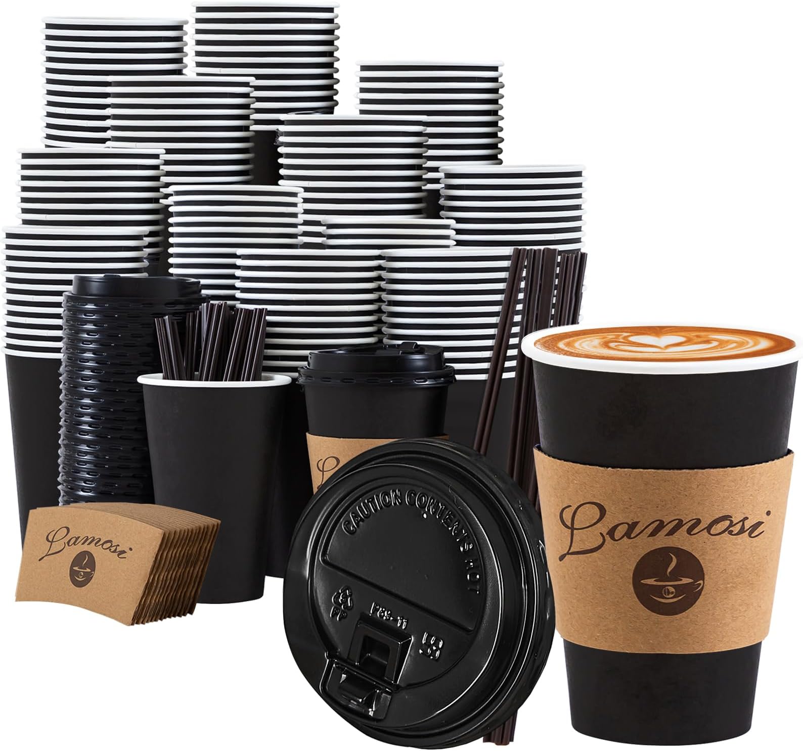 Amazon.com: Eupako 100 Pack 12 oz Disposable Hot Paper Coffee Cups with ...