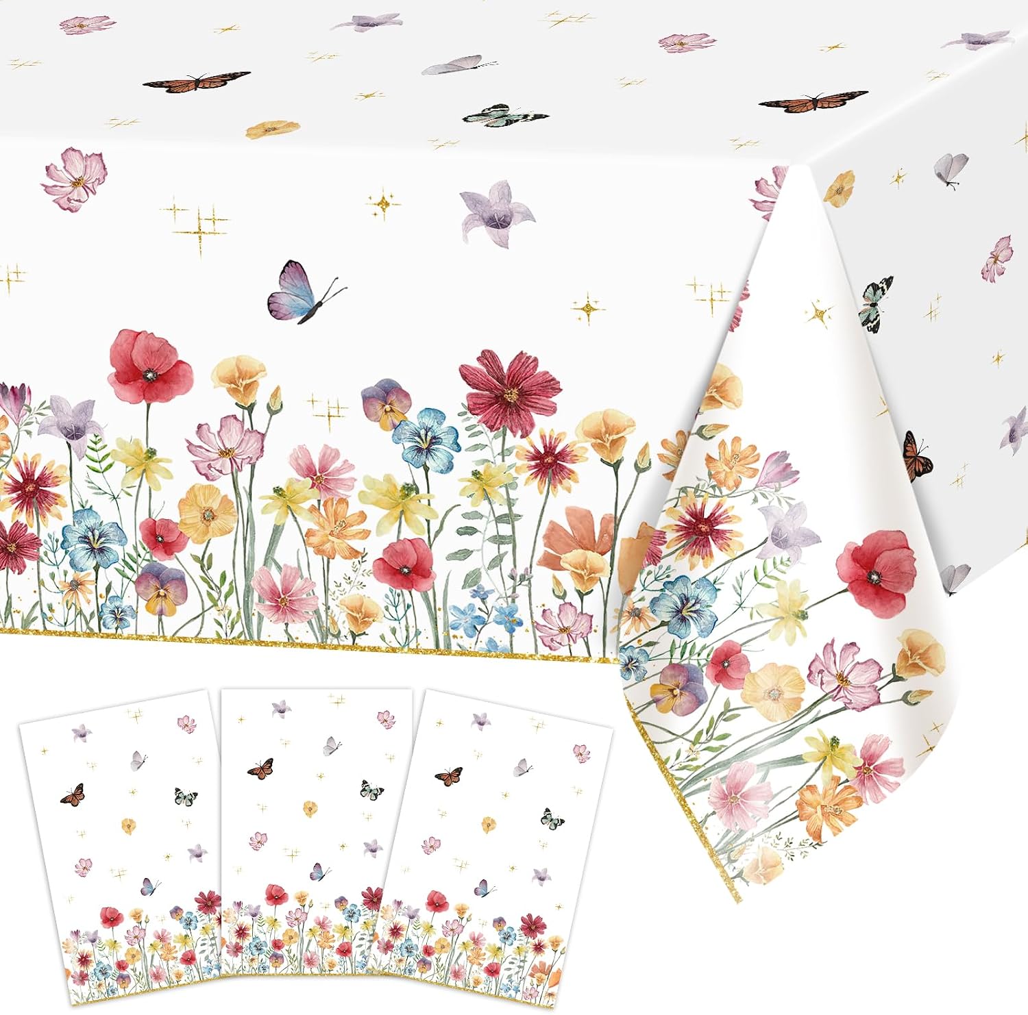 Amazon.com: Avezano 3 Pcs Spring Floral Tablecloth Wildflower Table ...