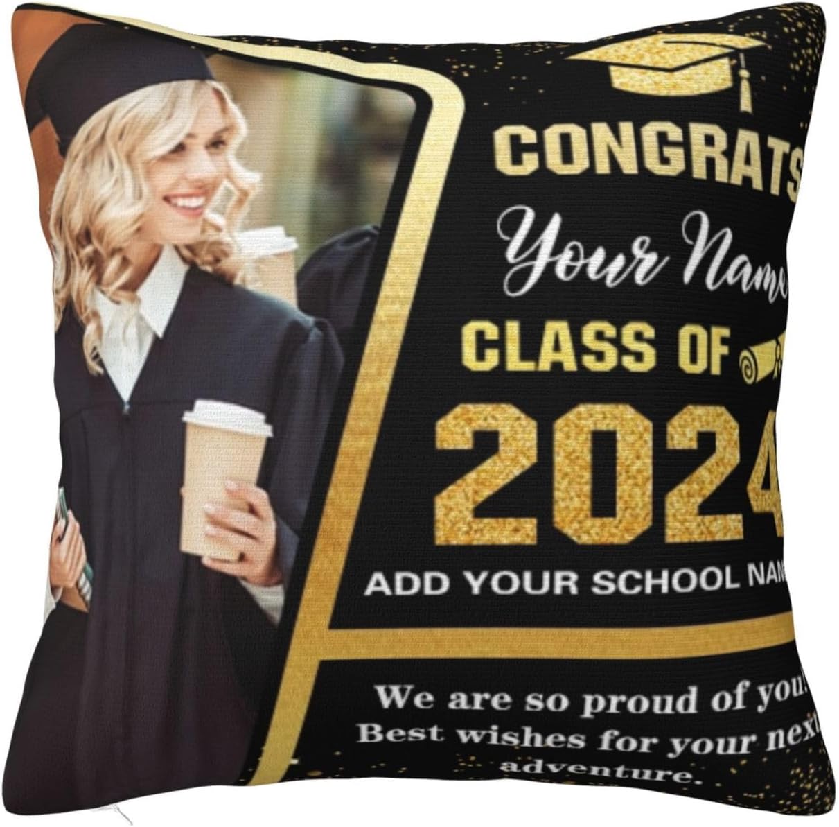 Amazon.com: Sycamo Custom Graduation Pillow Cover with Picture Name ...