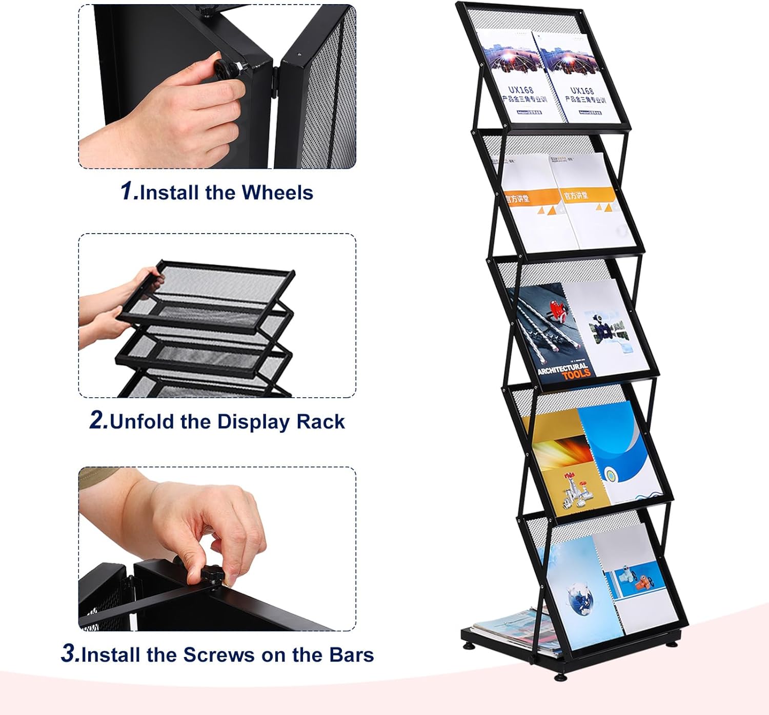 PATIKIL Foldable Magazine Display Racks Floor Philippines | Ubuy