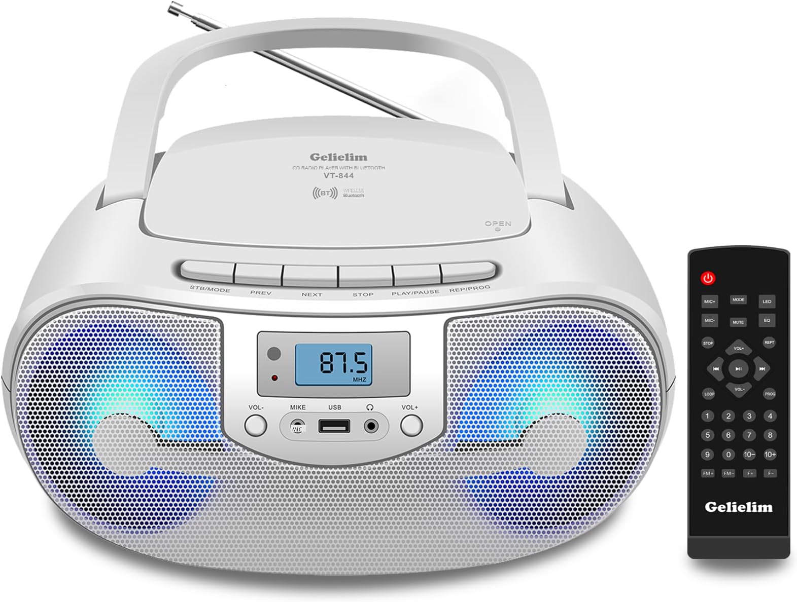 Gelielim Portable Stereo CD Player Boombox, FM Radio with Bluetooth ...