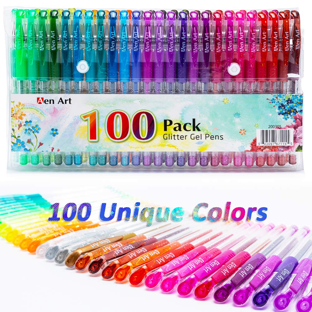 Glitter Gel Pens, 100 Color Glitter Pen Set for Making Cards, 30% More ...