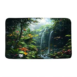 Amazon.com: Rainforest Waterfall Bath Mat Tropical Green Forest Jungle ...